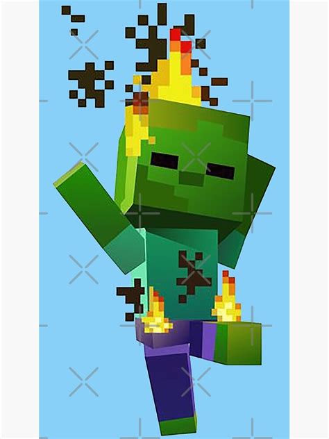 Minecraft Burning Zombie Poster For Sale By Ddkart Redbubble