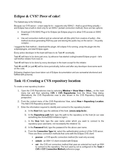 Eclipse And Cvs Piece Of Cake Pdf Secure Shell Port Computer