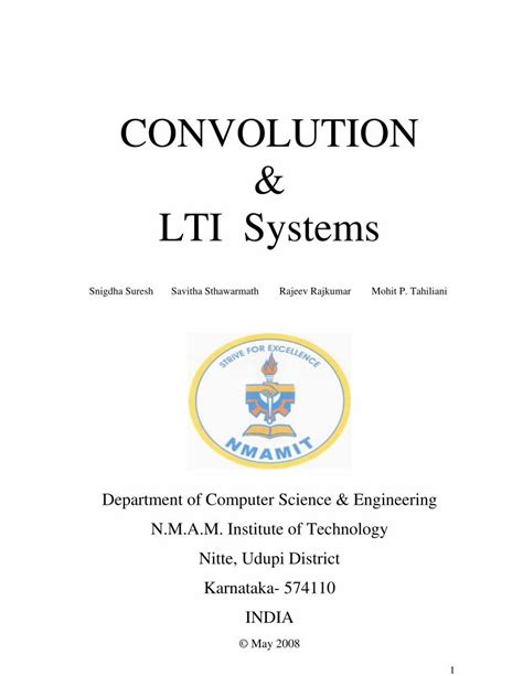 Pdf Convolution And Lti Systems Dokumentips