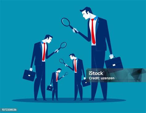 비즈니스 기업의 수준입니다 컨셉 비즈니스 벡터 일러스트 평면 문자 스타일 돋보기 안경 남자 사업가에 대한 스톡 벡터 아트 및 기타 이미지 Istock