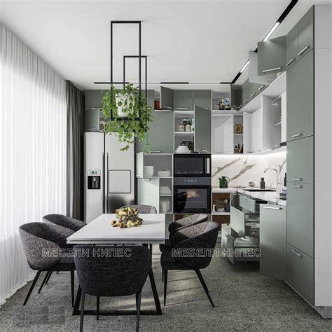 Кухня с термоплот City 9127 МДФ олив мат Мебели на изплащане