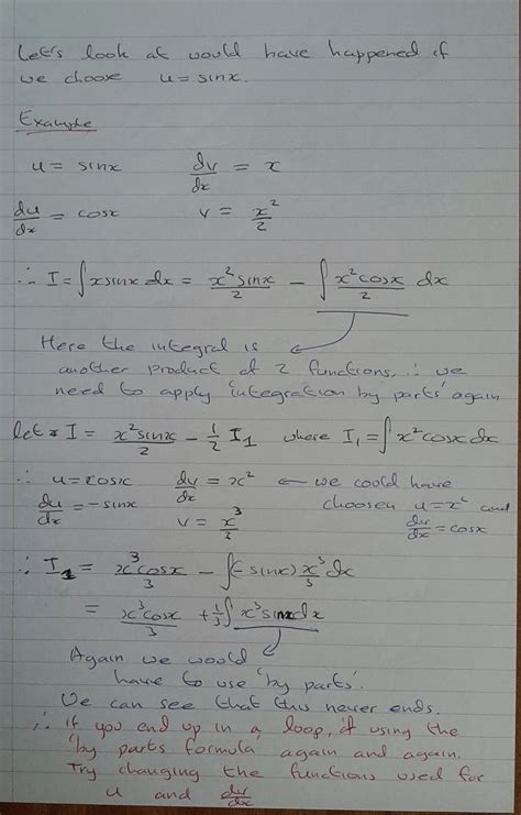 A Level Maths Notes A2 Integration Ii Integration By Parts