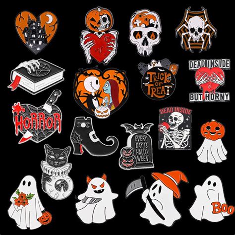 Party T Goth Punk Dark Ghost Enamel Brooches Skull Devil Coffin
