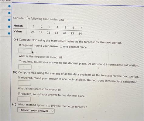 Solved Consider The Following Time Series Data A Compute