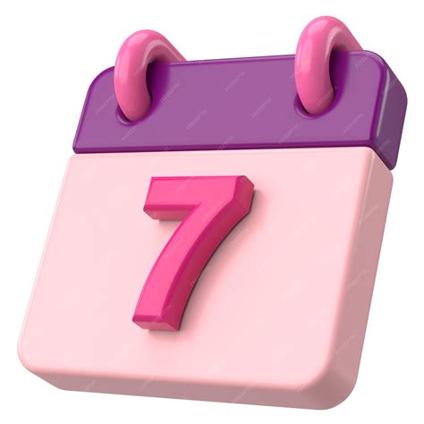 Premium Photo 7th Seventh Day Of Month Calendar 3d Illustration