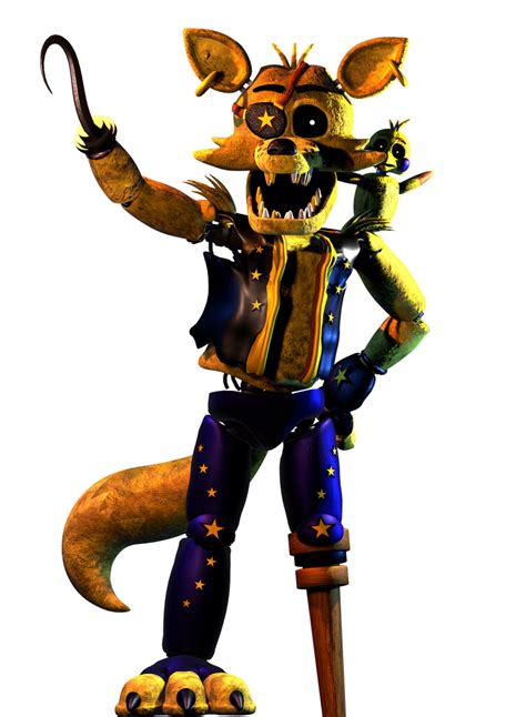 C4d Fnaf 1 Star Golden Foxy By Zailynth On Deviantart
