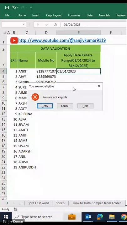 data validation exalmple 4 apply on date criteria range datavalidation