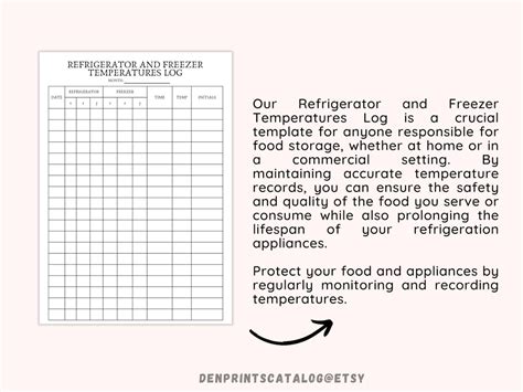 Printable Refrigerator And Freezer Temperatures Log Print And Write Temperature Check Sheet