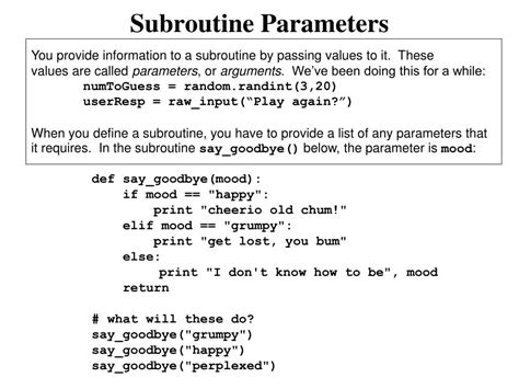 Ppt Review Subroutines In Python Powerpoint Presentation Free