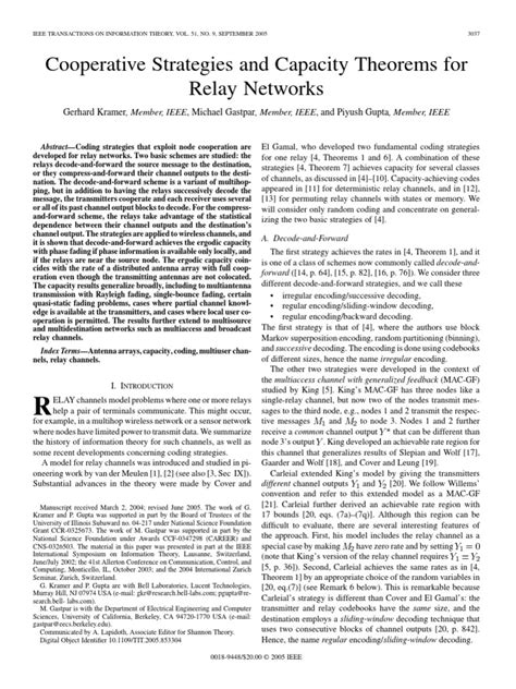 Pdf Cooperative Strategies And Capacity Theorems For Relay Networks Dokumentips