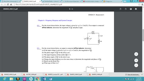 Solved For The Circuit Shown Below The Input Voltage Is Chegg