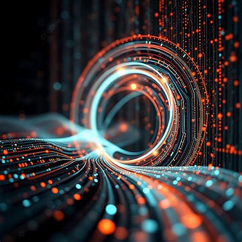 Abstract Digital Technology Circuitry With Glowing Lines And Data Flow