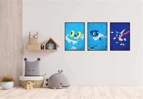 Froaki Evolution Poster Set Froakie Frogadier Greninja Poster Set Wall Art Print Etsy