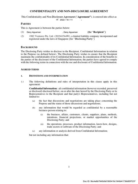 Hellosign Template Nda Internship Download Free Pdf Non Disclosure Agreement Legal Remedy