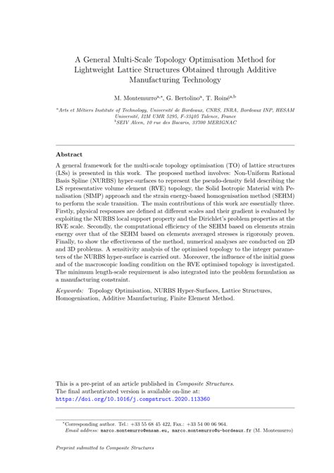 Pdf A General Multi Scale Topology Optimisation Method For Lightweight Lattice Structures