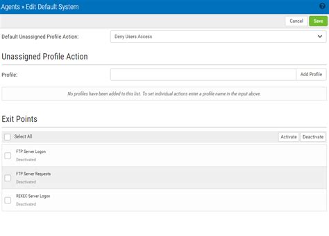 Edit Default Systems Screen