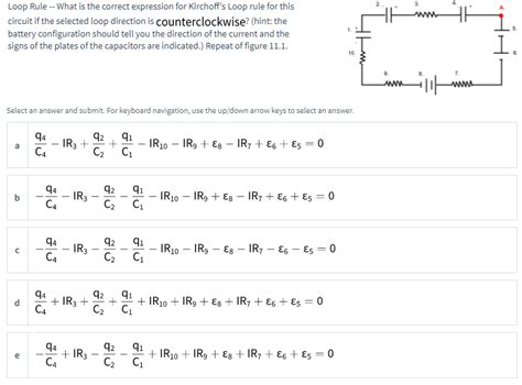 Solved Loop Rule What Is The Correct Expression For
