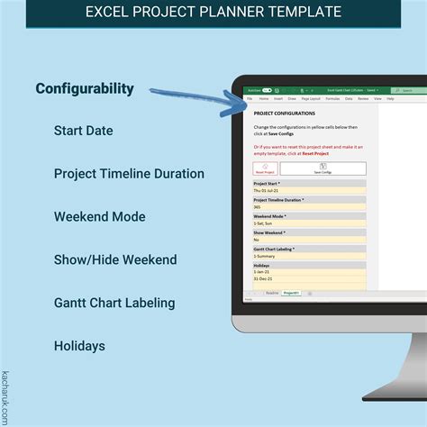 Excel Gantt Chart With Dependencies Links Project Planner Spreadsheet Macro Enabled Template