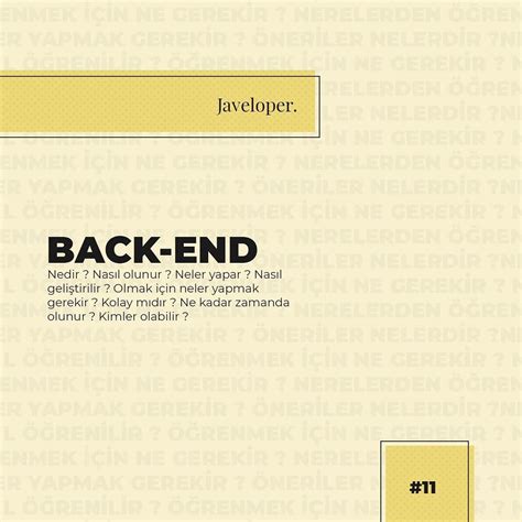Back End Programlama Hakkında Bilgiler Javeloper Yazilim Programlama