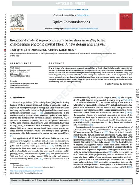 Pdf Broadband Mid Ir Supercontinuum Generation In As2se3 Based Chalcogenide Photonic Crystal