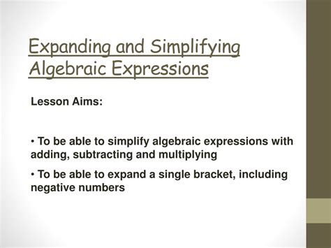PPT Expanding And Simplifying Algebraic Expressions PowerPoint Presentation ID