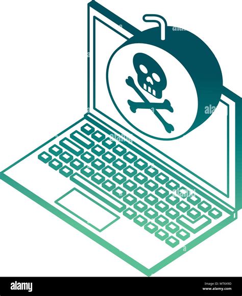 Laptop Bomb Danger Hacking Isometric Vector Illustration Stock Vector