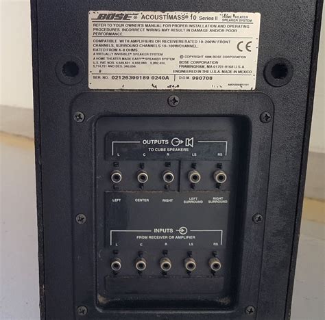 Bose Acoustimass 10 Series Ii Passive Subwoofer Usa Main Bass Speaker Max 270 Watts Subwoofer