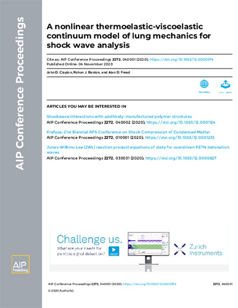 Pdf A Nonlinear Thermoelastic Viscoelastic Continuum Model Of Lung