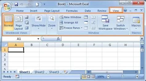 ms excel view tab in hindi