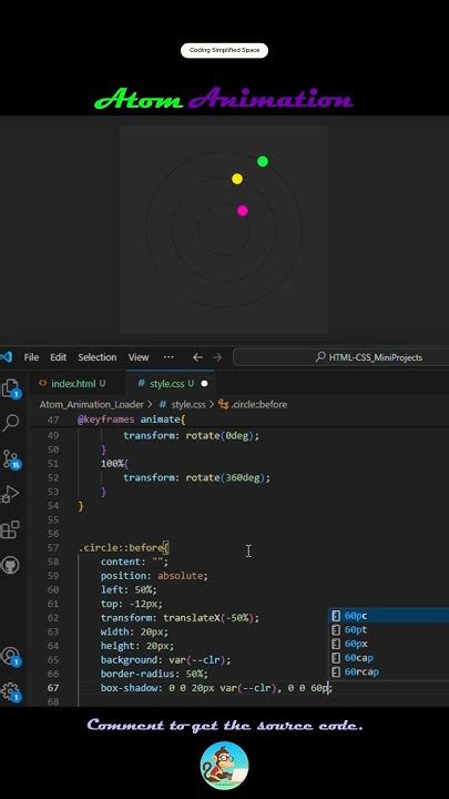 Atom Animation Loader Html Css Javascript Tutorial Project