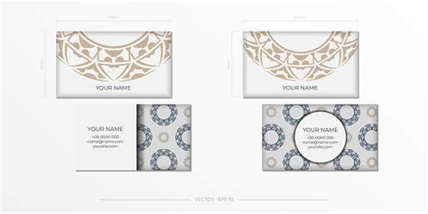 장식이있는 흰색 의 명함의 인쇄 디자인을위한 템플릿 텍스트 및 추상 적 패턴에 대한 장소와 벡터 명함 준비 0명에 대한 스톡