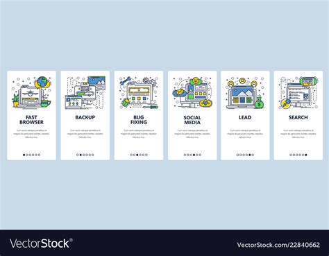 Web Site Linear Art Onboarding Screens Royalty Free Vector