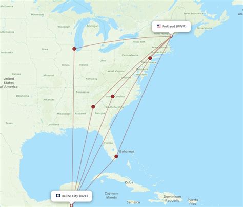 All Flight Routes From Portland To Belize City Pwm To Bze Flight Routes