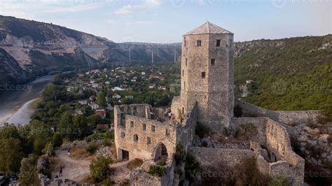 Pocitelj Castle Tourist Village In Bosnia And Herzegovina Aerial View