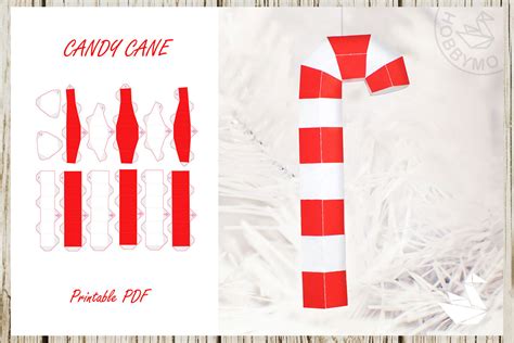 Paper Candy Cane 3d Papercraft Template Hobbymo