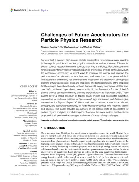 Pdf Challenges Of Future Accelerators For Particle Physics Research
