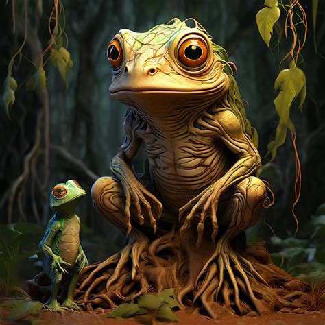 A Cartoon Tree Whispering To A Frog In Pencil And Sand Mediu By Ryan Deeds Playground