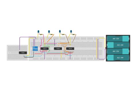 Circuit Design 4 Bit Binary Synchronous Up Counter Using T Flip Flop Tinkercad