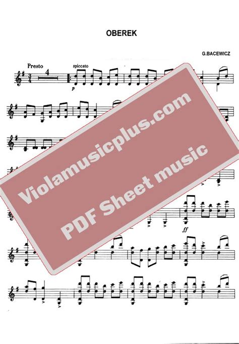 Bacevich Oberek For Violin For Violin Violin Sheet Music