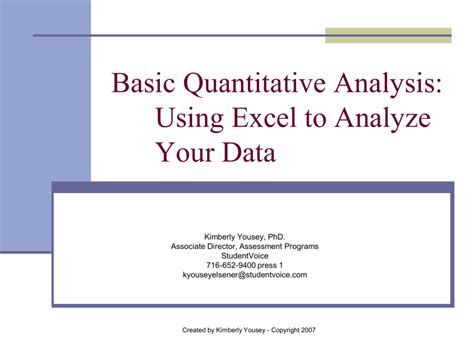 Basic Quantitative Analysis Using Excel To Analyze Your Data