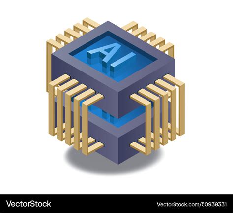 Artificial Intelligence System Chip Flat Vector Image