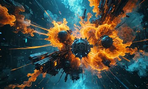 Spaceship With Fire Coming Out It Stock Illustration Illustration Of