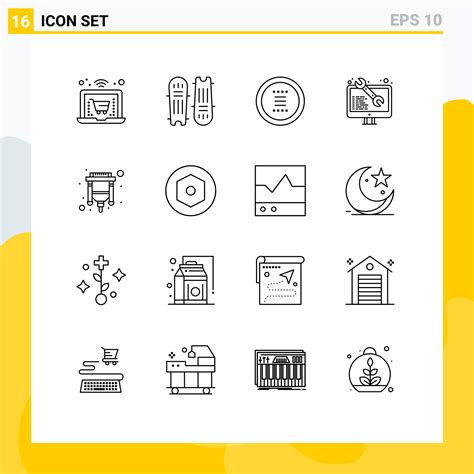 Set Of 16 Commercial Outlines Pack For Cable Web App Software Navigation Editable Vector Design