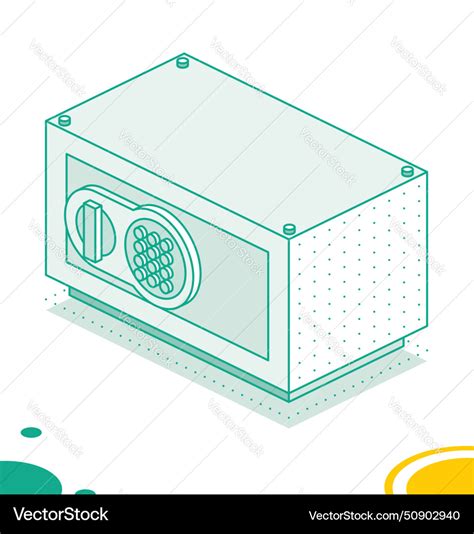 Isometric Safe Outline Object Isolated On White Vector Image
