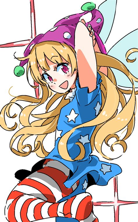 Safebooru 1girl D American Flag Legwear Arms Behind Head Arms Up
