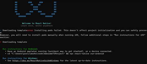 React Native On Windows 11 Downloading Templateerror Installing Pods