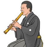 フリー素材 楽器のイラストしゃくはち 尺八の演奏