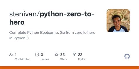 Github Stenivanpython Zero To Hero Complete Python Bootcamp Go From Zero To Hero In Python 3