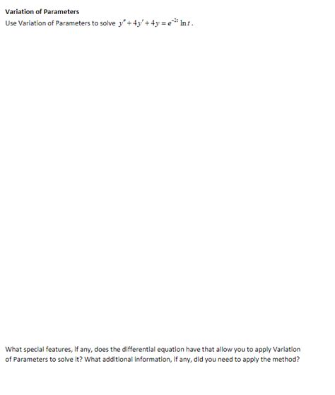 Solved Variation Of Parameters Use Variation Of Parameters Chegg Com