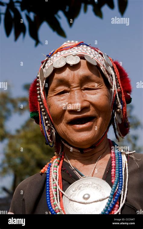 An Ethnic Hill Tribe Woman Is Wearing Traditional Clothing In Chiang Sean Northern Thailand